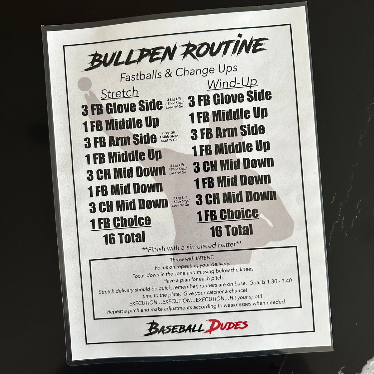 Laminated Bullpen Routines – Baseball Dudes